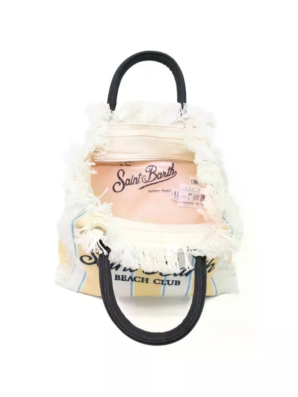 MC2 SAINT BARTH Colette Striped Frayed-edge Tote Bag - Yellow
