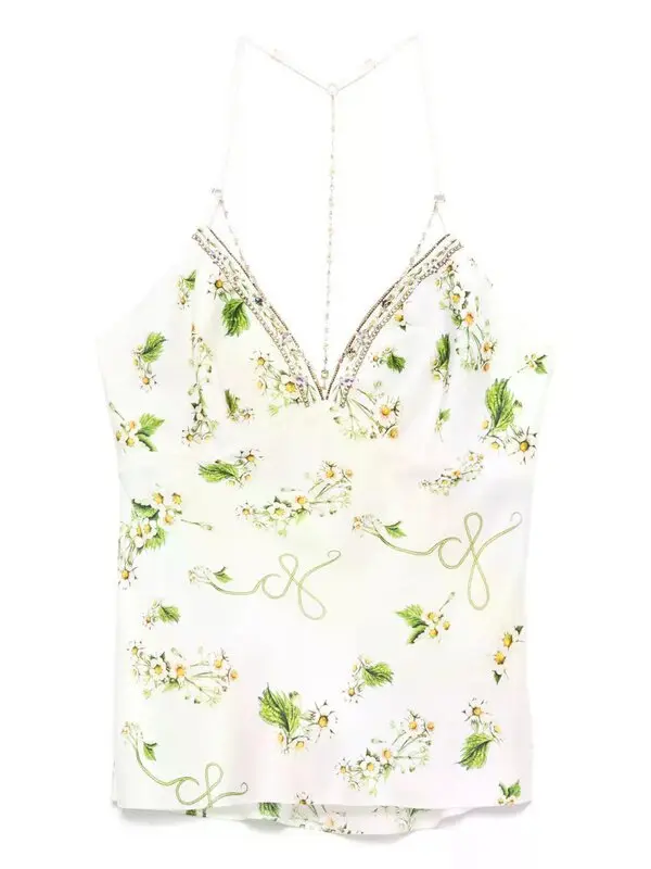 Camilla Floral-print Silk Top - White