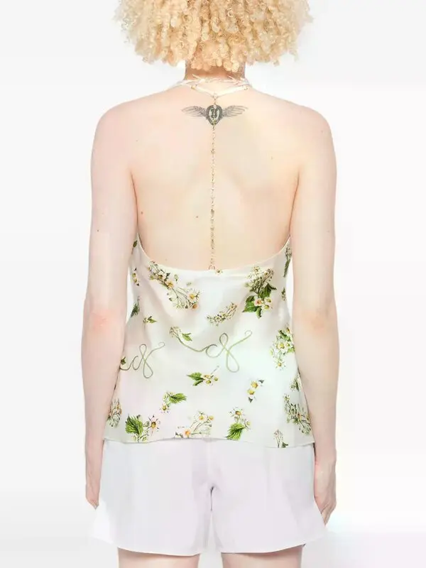 Camilla Floral-print Silk Top - White