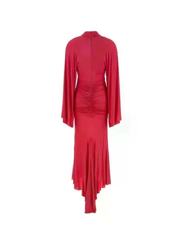 Blumarine Rose-detail Ruched Long Dress