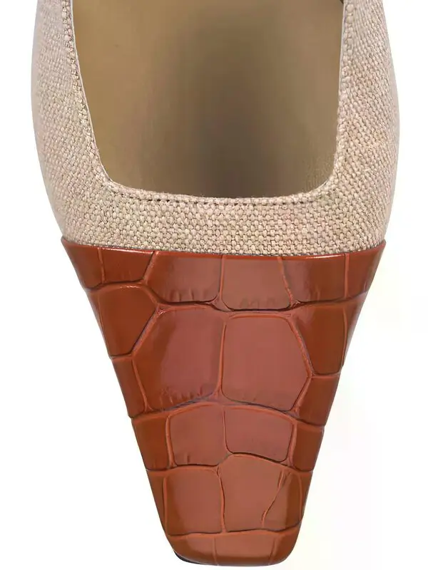 TOD'S Slingback Croc-effect Canvas Pumps - Neutrals