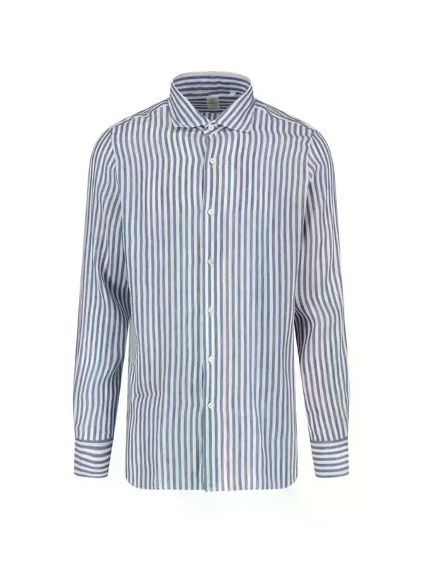 FINAMORE 1925 Striped Long-sleeve Shirt - Blue