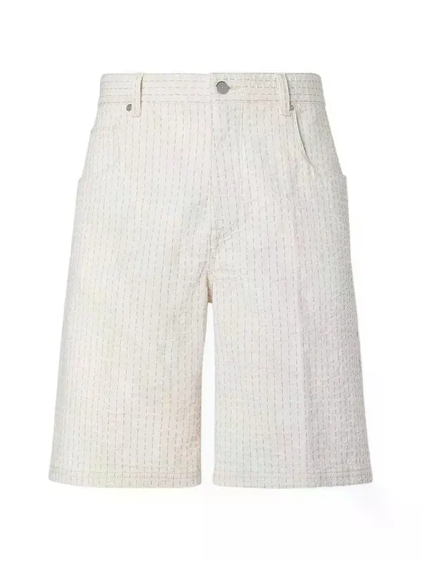Fendi Topstitched Logo-patch Shorts - Neutrals
