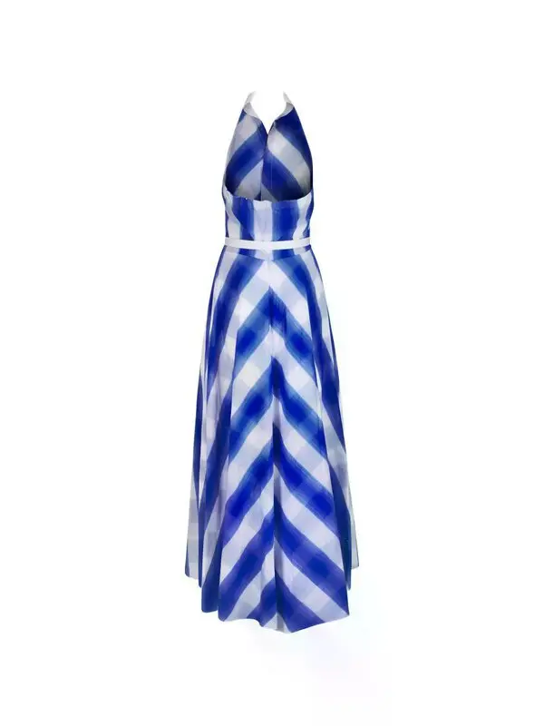 SARA ROKA Checked Halterneck Dress