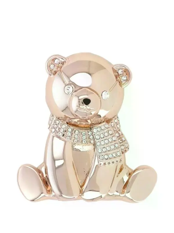 Max Mara Teddy Bear Motif Crystal Brooch - Pink