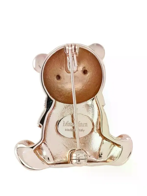 Max Mara Teddy Bear Motif Crystal Brooch - Pink