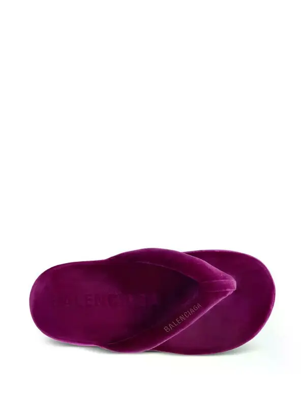 Balenciaga Jet Lag Thong Velvet Platform Flip-flops - Purple
