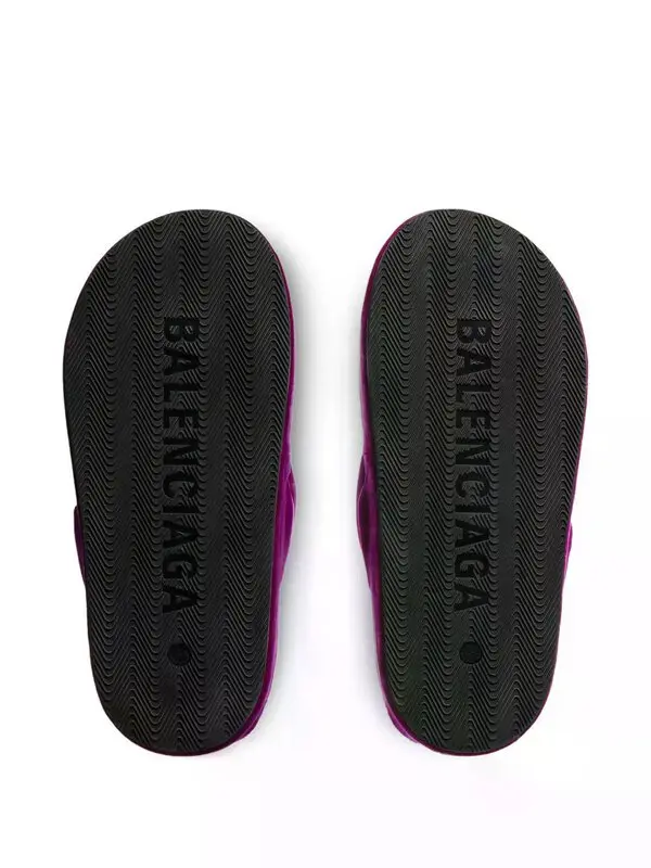 Balenciaga Jet Lag Thong Velvet Platform Flip-flops - Purple