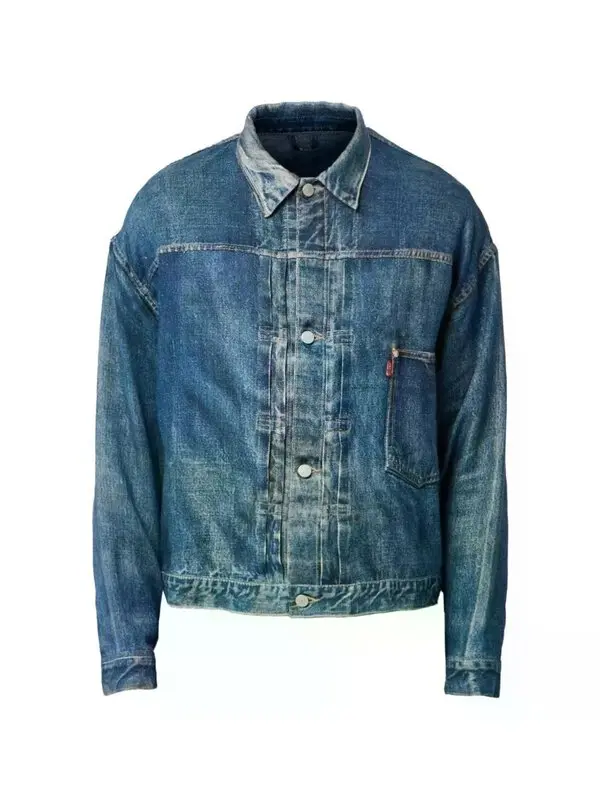 Junya Watanabe Faded-effect Cinch-strap Denim Jacket - Blue