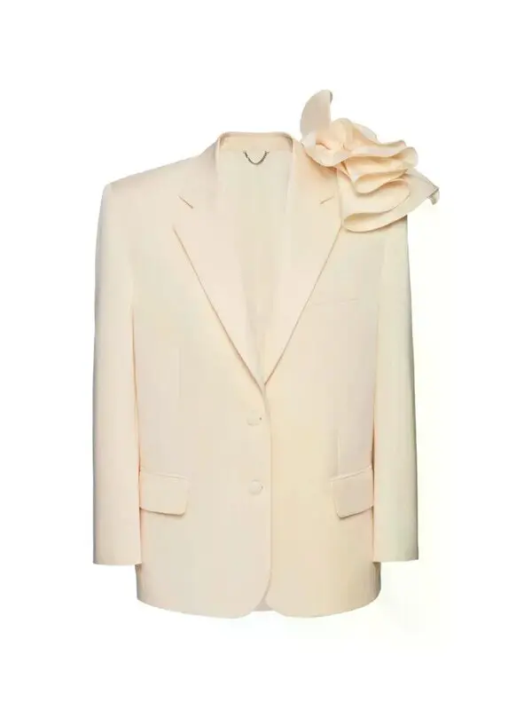 Magda Butrym Flower-appliqué Single-breasted Blazer - Neutrals