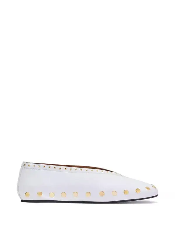 GANNI Jenny Stud-embellished Ballet Flats - White