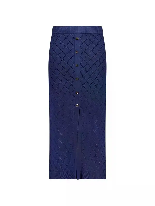 HEVRON Diamond-pattern Button-detail Skirt
