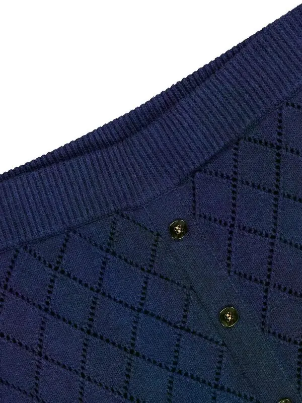 HEVRON Diamond-pattern Button-detail Skirt