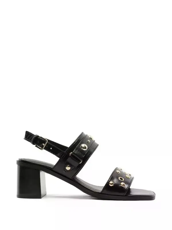 AREZZO Stud-embellished Leather Sandals - Black