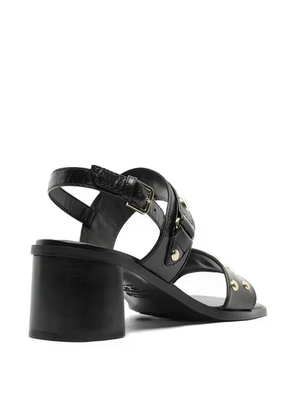 AREZZO Stud-embellished Leather Sandals - Black
