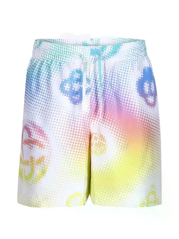 Casablanca Halftone Logo Silk Shorts - White