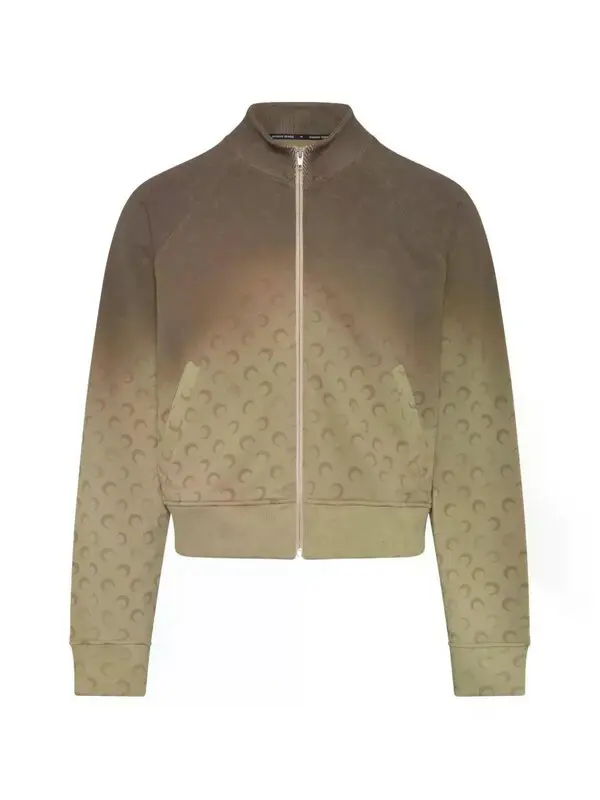 MARINE SERRE Moon-print Zip-up Sweater - Brown