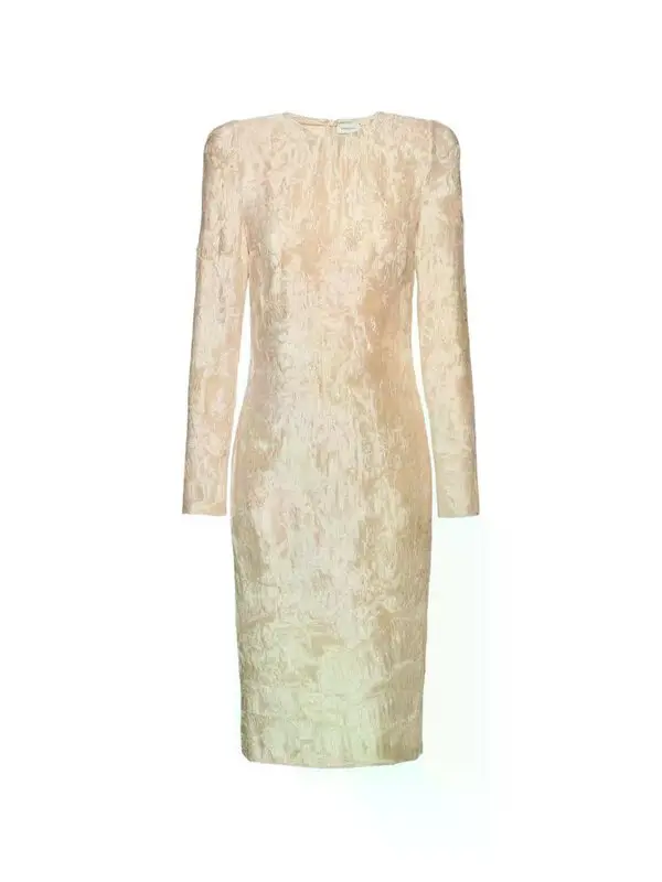 Magda Butrym Textured Long-sleeve Midi Dress - Neutrals