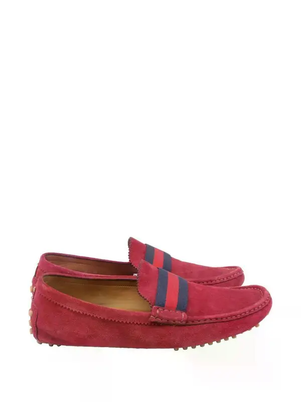Gucci Web Accent Suede Loafers - Red