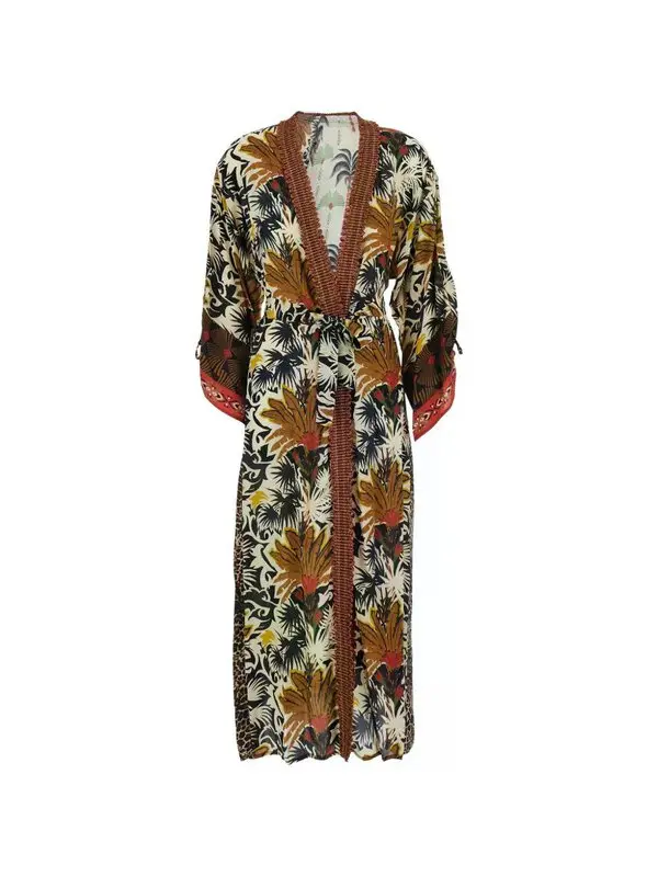 Anjuna Mixed-print Belted Dress - Neutrals