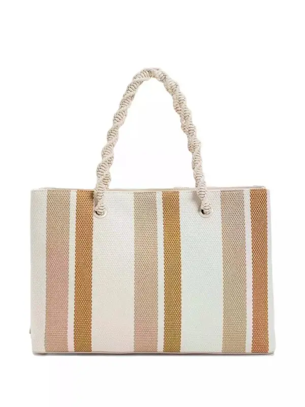 TWINSET Striped Tote Bag With Twisted Handles