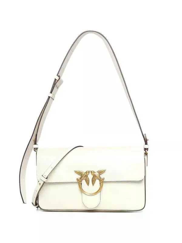 Pinko Medium Leather Cross Body Bag - White