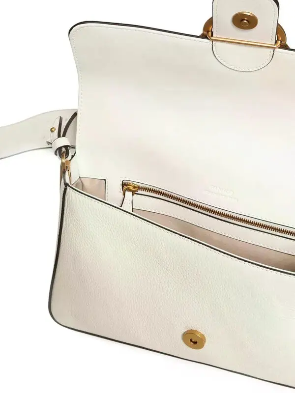 Pinko Medium Leather Cross Body Bag - White