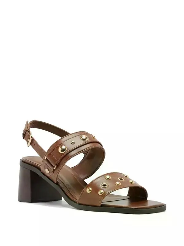 AREZZO Stud-embellished Leather Sandals - Brown