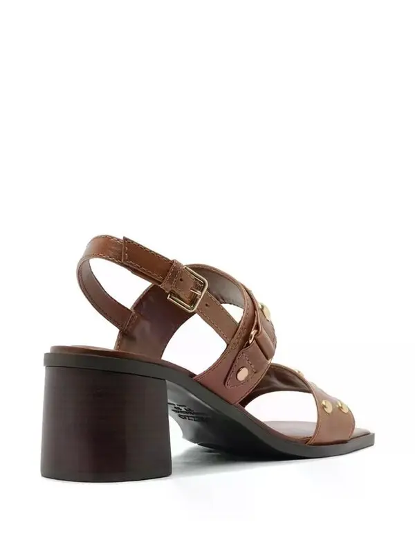 AREZZO Stud-embellished Leather Sandals - Brown