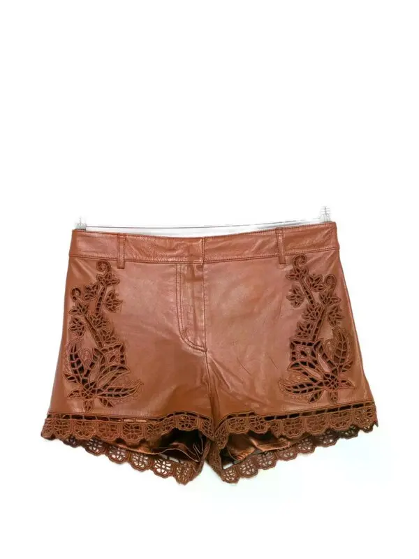 Farm Rio Richilieu Leather Shorts - Brown