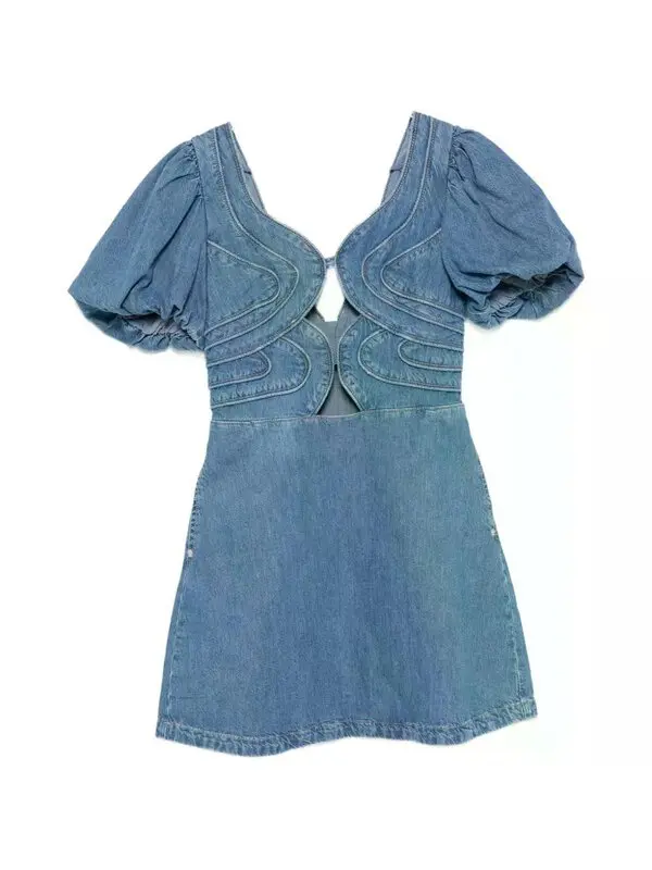 Farm Rio Seam-embellished Mini Dress - Blue