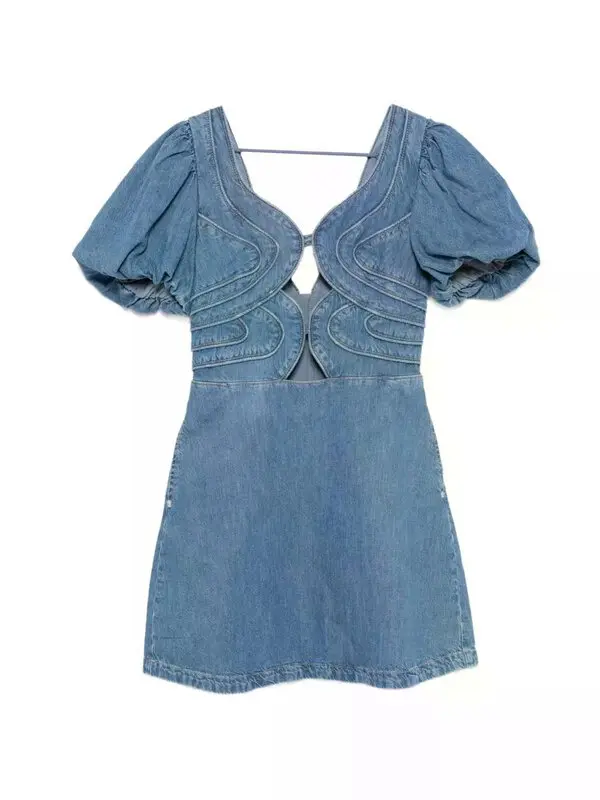 Farm Rio Seam-embellished Mini Dress - Blue