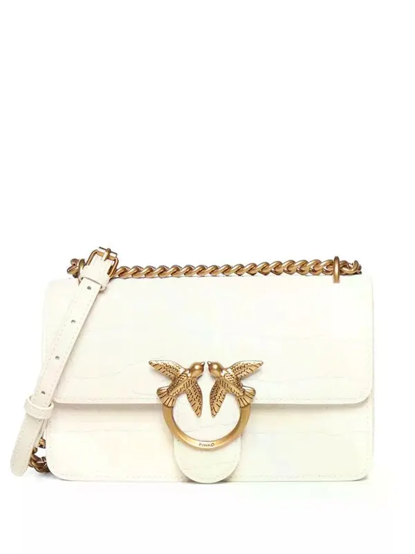 Pinko Small Croc-effect Crossbody Bag - White