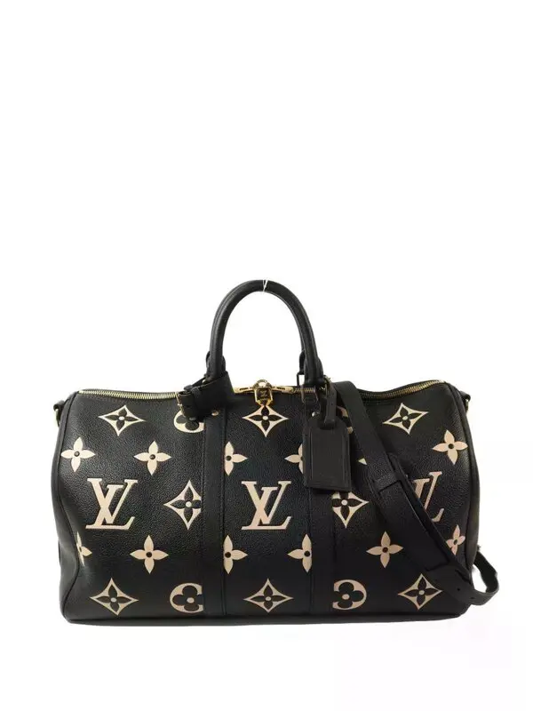 LOUIS VUITTON 45 Monogram Empreinte Keepall Tote Bag - Black