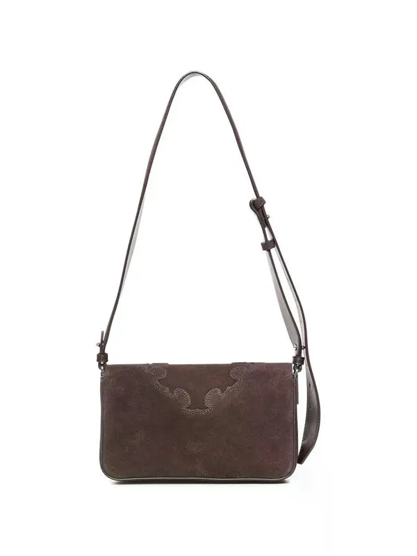 Pinko Mini Love Suede Shoulder Bag With Embroidered Detailing