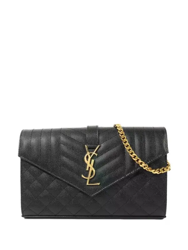 Saint Laurent Envelope Mixed-quilted Shoulder Bag - Black