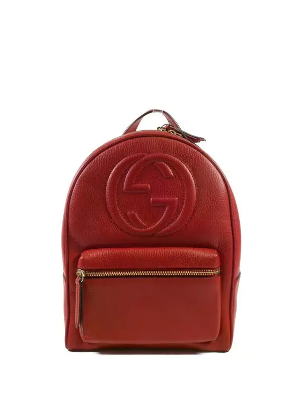 Gucci Gg Embossed Leather Backpack - Red