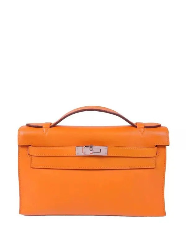 Hermès Kelly Pochette Leather Handbag - Orange