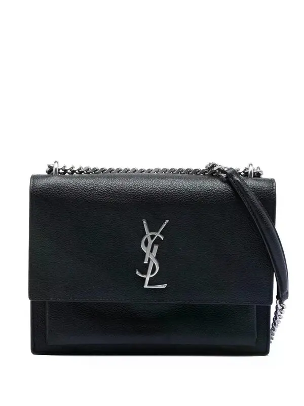 Saint Laurent 2017 Medium Grained Calfskin Monogram Sunset Crossbody Bag - Black