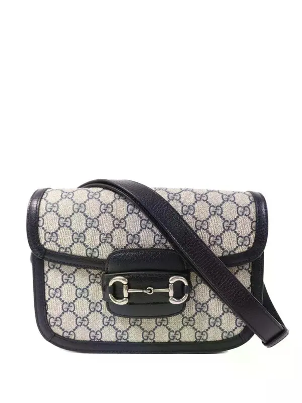Gucci Horsebit 1955 Gg Supreme Shoulder Bag - White