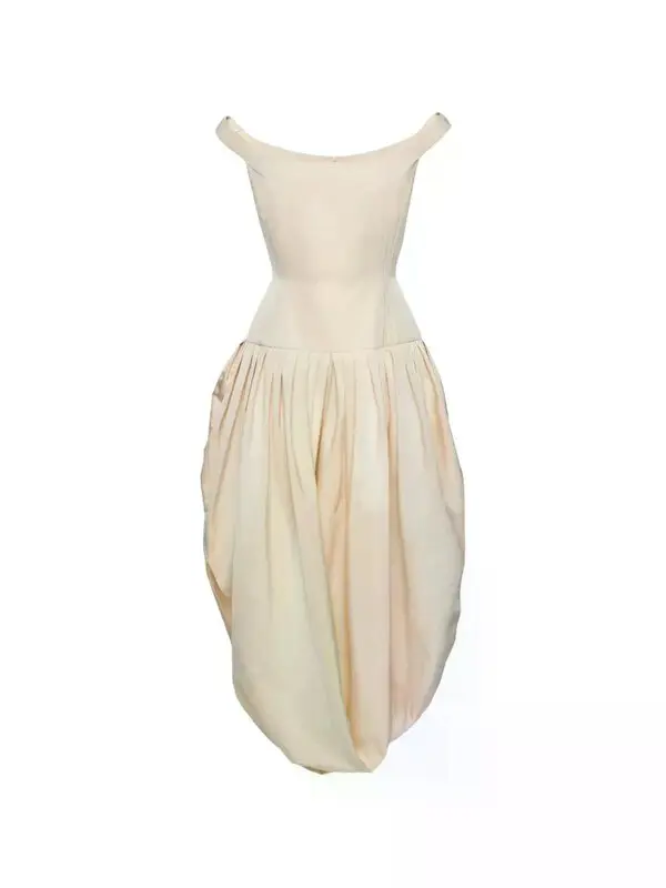 Magda Butrym Off-shoulder Bubble-skirt Draped Dress - Neutrals