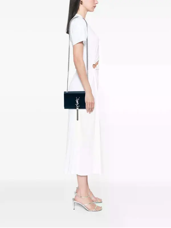 Saint Laurent 2017 Small Monogram Kate Tassel Crossbody Bag - Blue
