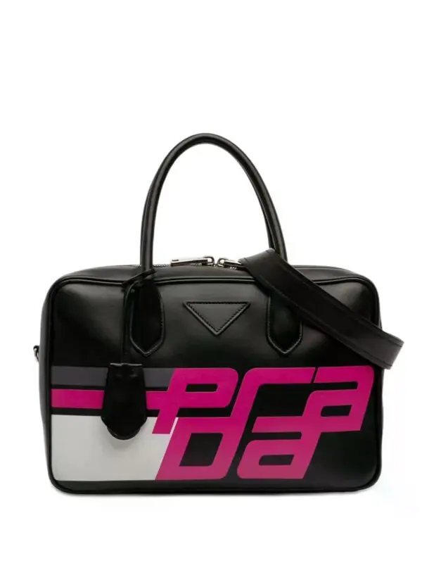 Prada City Calf Racing Satchel - Black