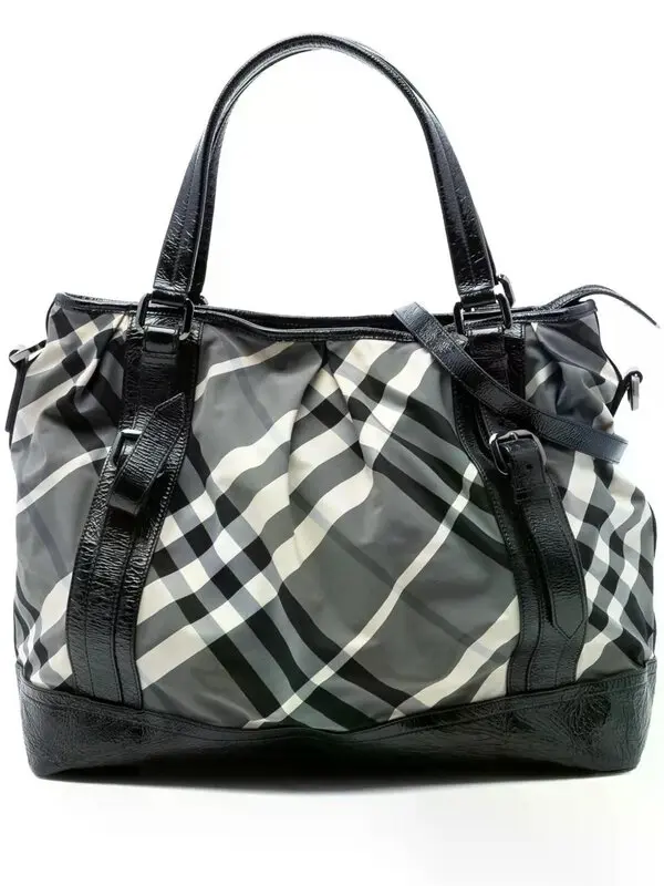 Burberry Beat Check Lowry Satchel - Grey