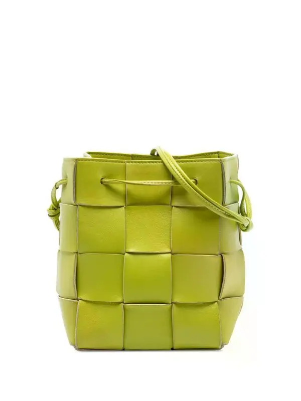 Bottega Veneta Small Nappa Maxi Intrecciato Cassette Bucket Bag - Green
