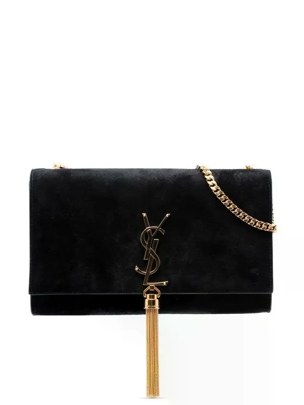 Saint Laurent 2016 Medium Suede Monogram Kate Tassel Crossbody Bag - Black