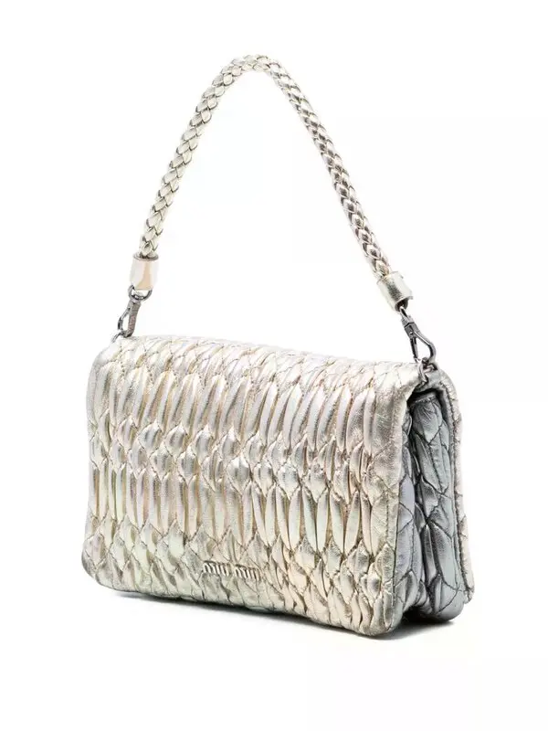Miu Miu Matelasse Nappa Crystal Chain Satchel - Gold
