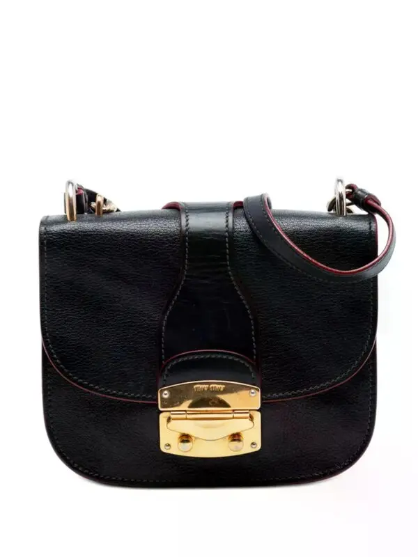 Miu Miu Goatskin Madras Satchel - Black