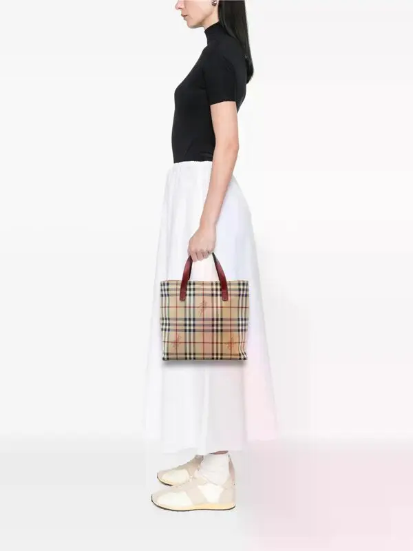 Burberry Haymarket Check Coated Canvas Tote Bag - Neutrals