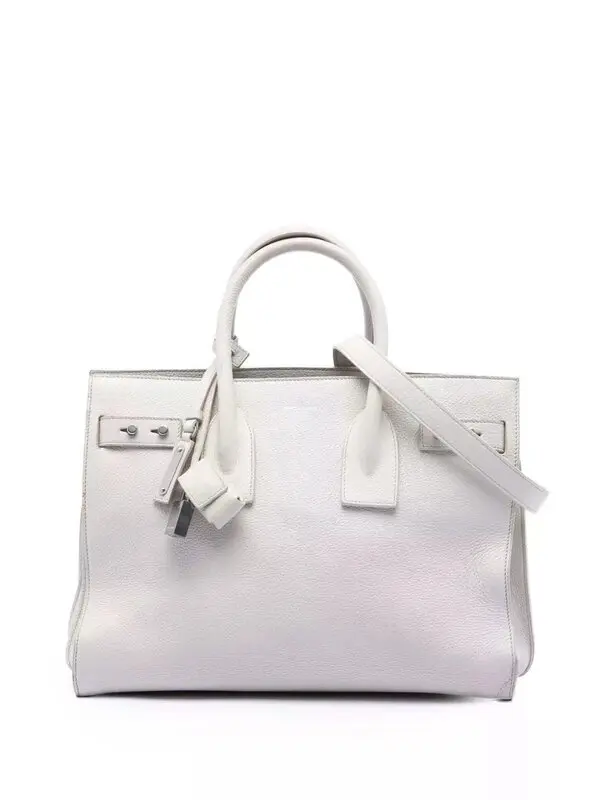 Saint Laurent Small Grained Calfskin Supple Sac De Jour Satchel - White